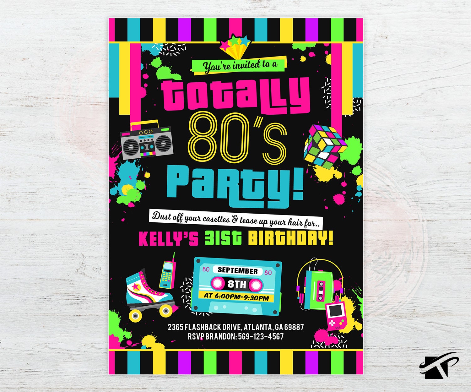 80s Birthday Invitation 80s Party Invite 80s Birthday Party - Etsy