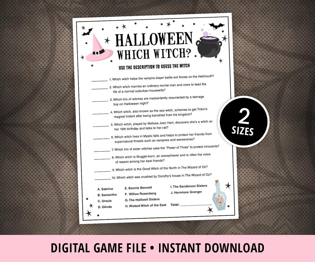 Halloween Which Witch Game, Halloween Witch Matching Game, Halloween ...