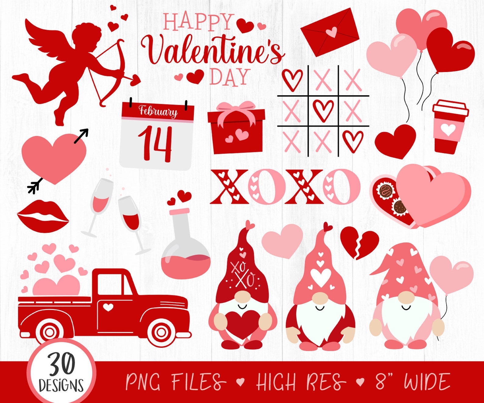 30 Valentines Day Clipart Bundle, Cute Valentine Clip Art, Red Love ...