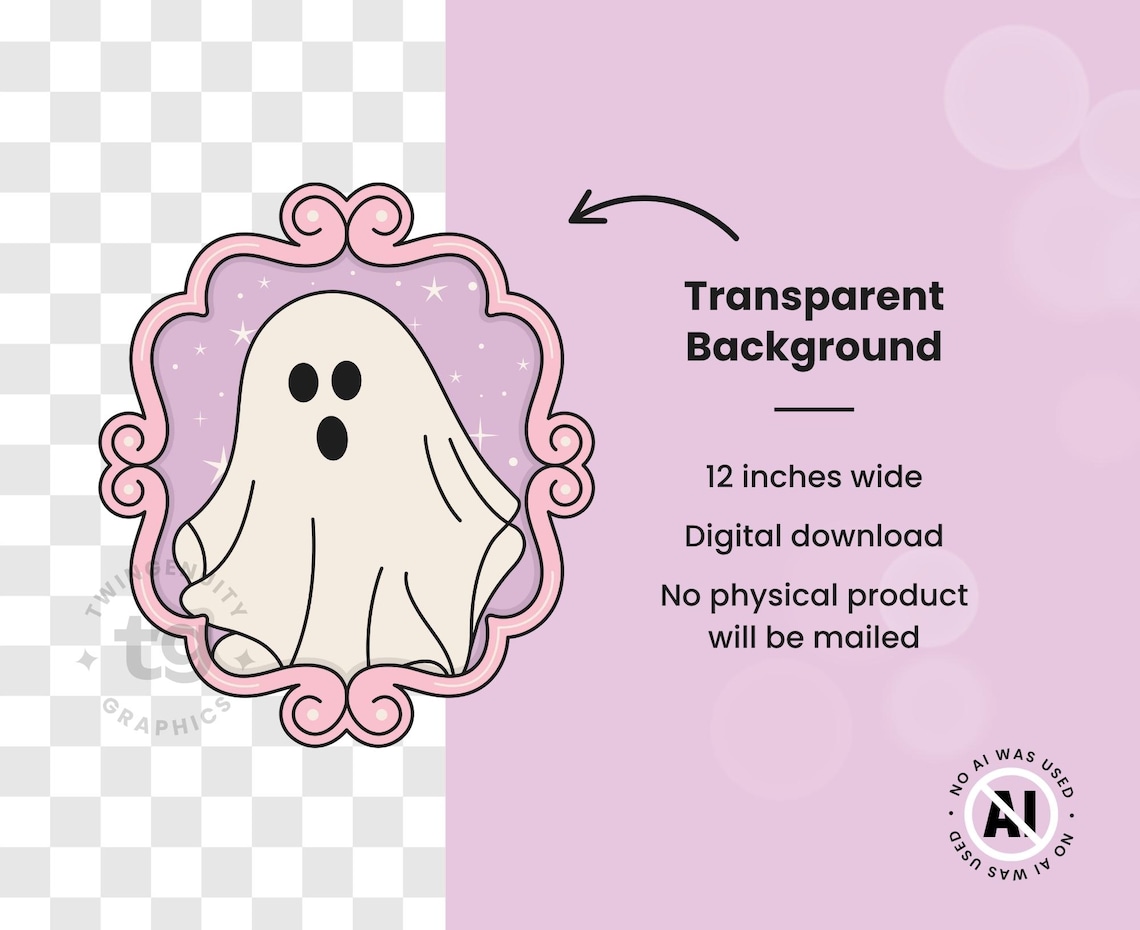 Halloween Frames Clipart, Ghost Frame Portraits Clipart, Spooky Pink ...