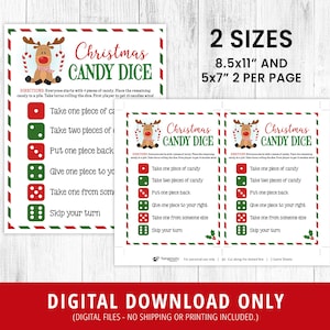 Christmas Candy Dice Game, Christmas Party Games for Kids, Printable ...