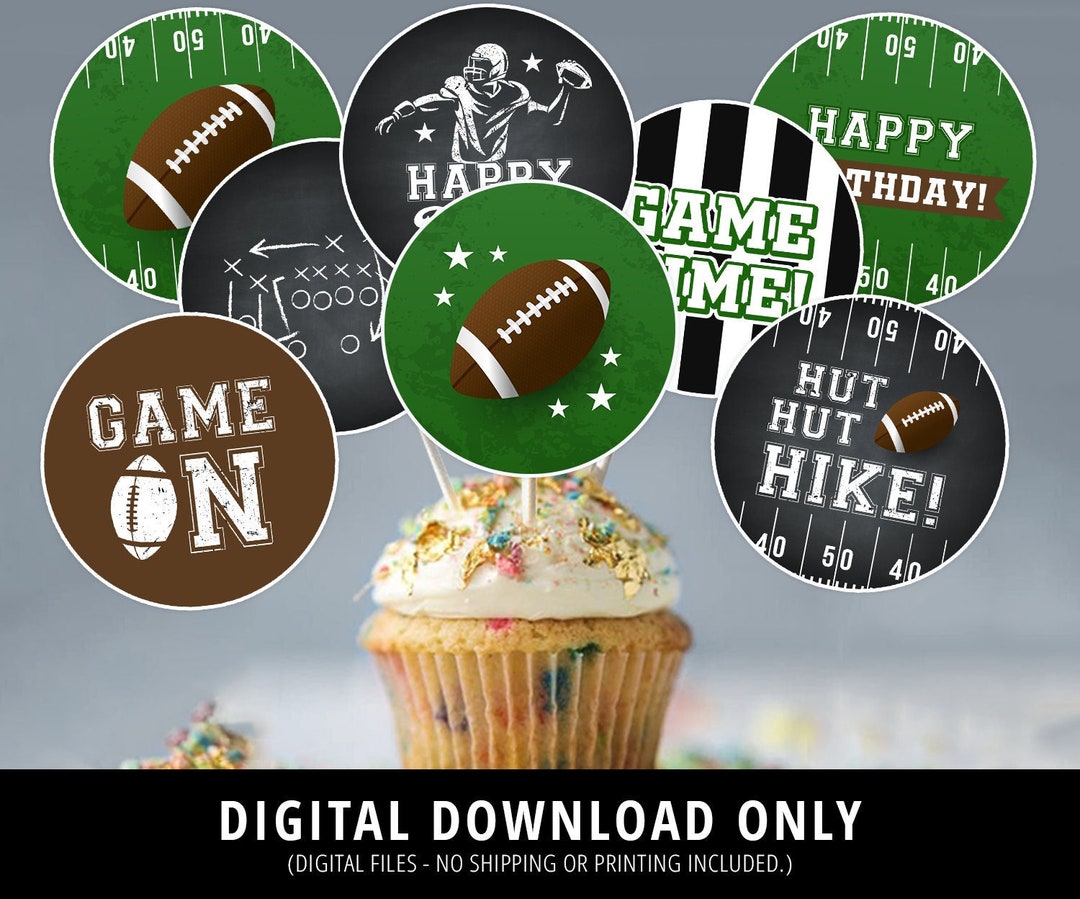 Football Cupcake Toppers, Football Party Cupcake Toppers, Football ...