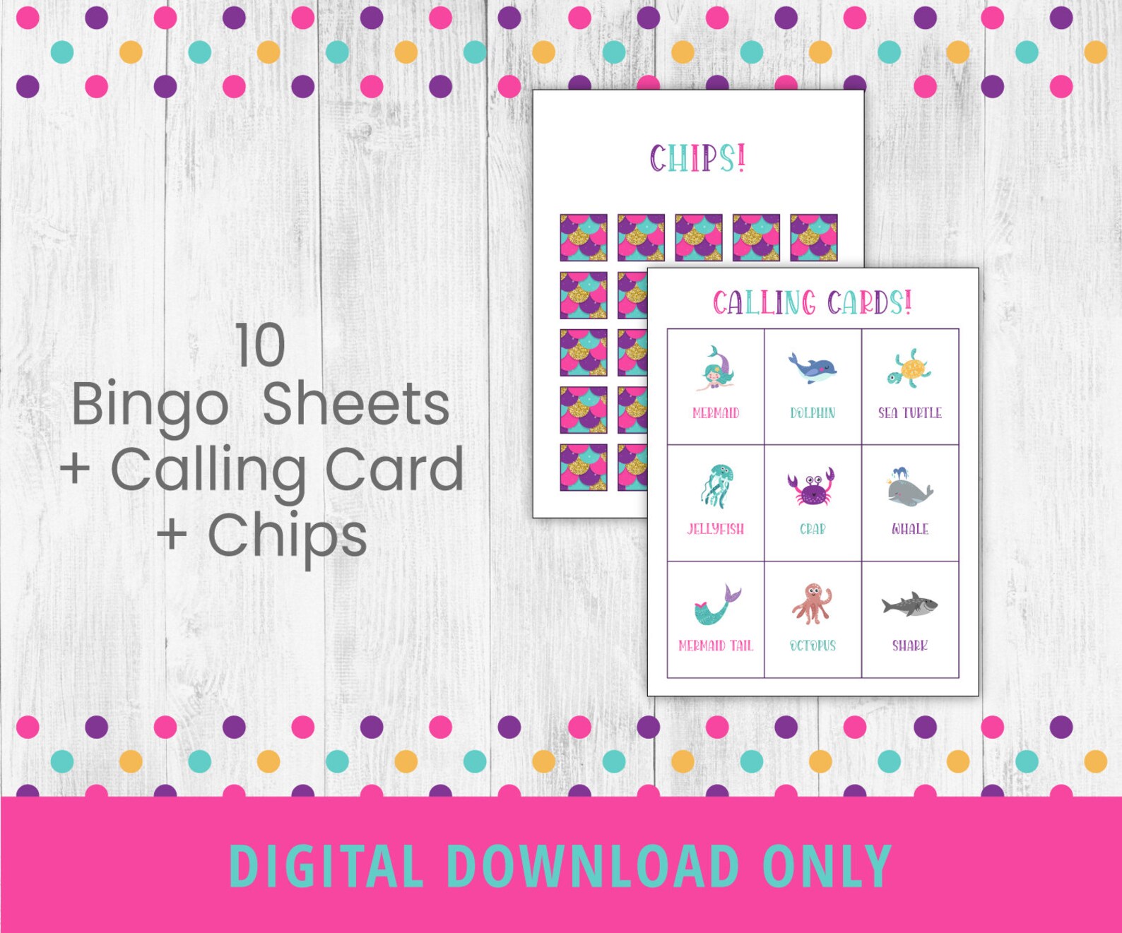 Mermaid Bingo Under the Sea Bingo Mermaid Party Printable | Etsy