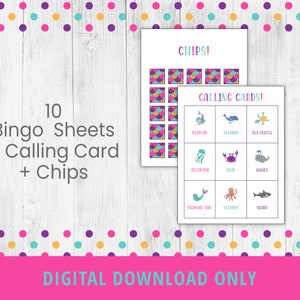 Mermaid Bingo, Under the Sea Bingo, Mermaid Party Printable Games ...