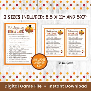 Thanksgiving Trivia Game Printable, Thanksgiving Activity, Adult ...