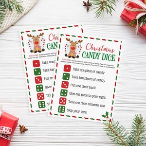 Christmas Candy Dice Game, Christmas Party Games for Kids, Printable ...