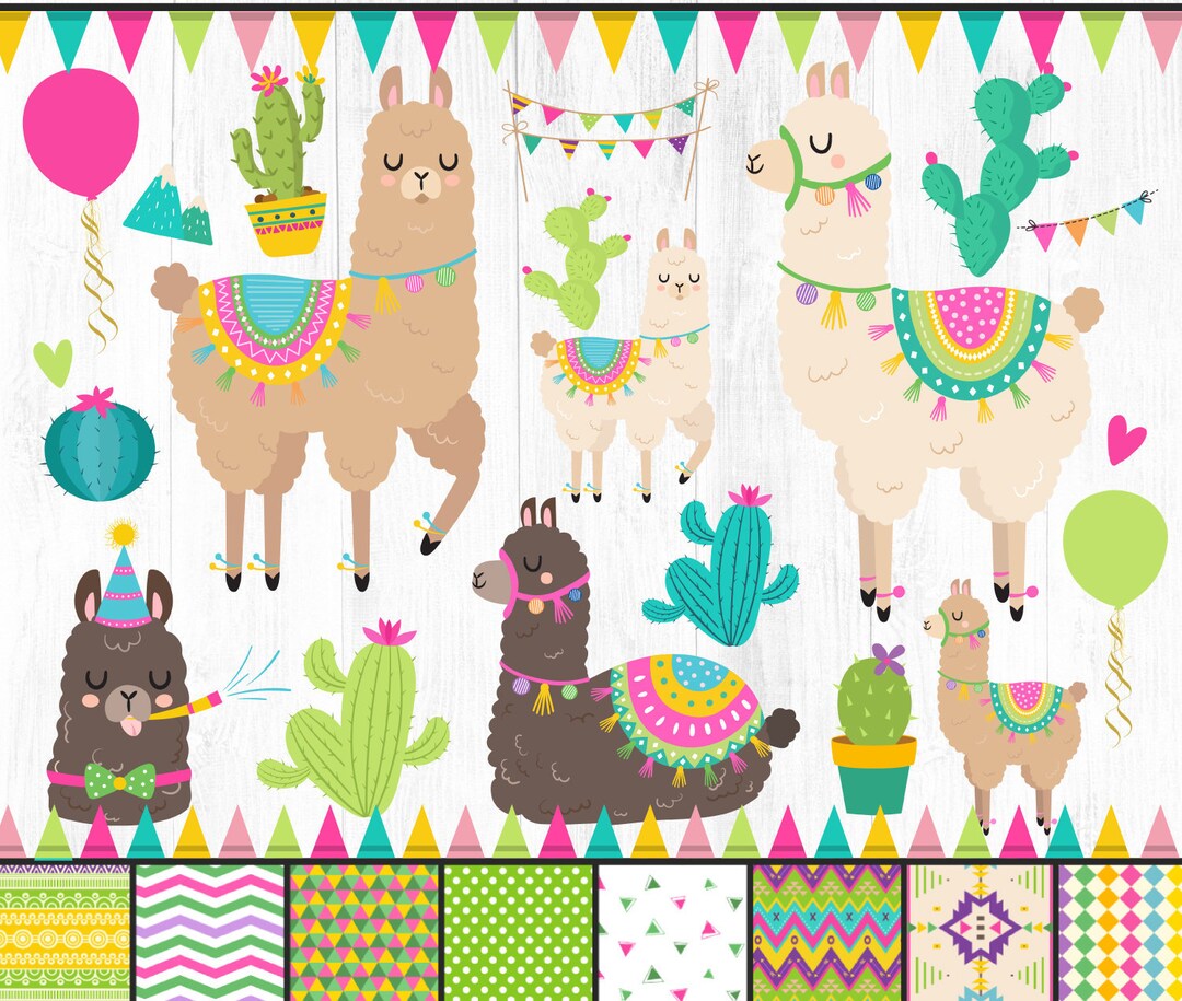 30 Llama Clipart, Llama Clipart Bundle, Llama Cactus Clipart, Llama ...