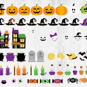 Halloween Clipart Bundle, Cute Halloween Clipart, Pumpkins, Ghosts ...