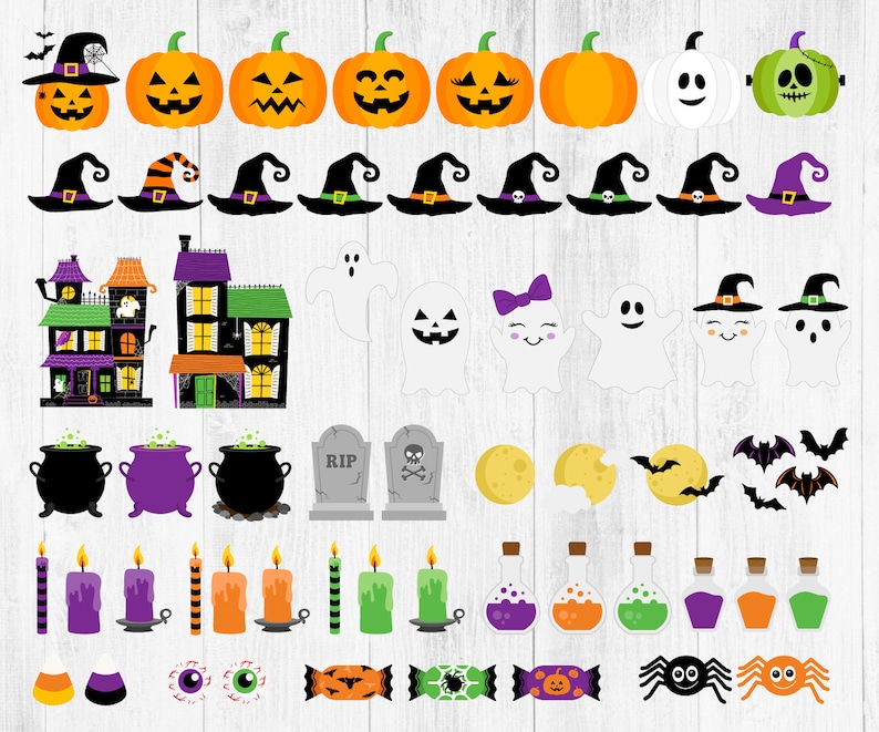 Halloween Clipart Bundle Cute Halloween Clipart Pumpkins - Etsy