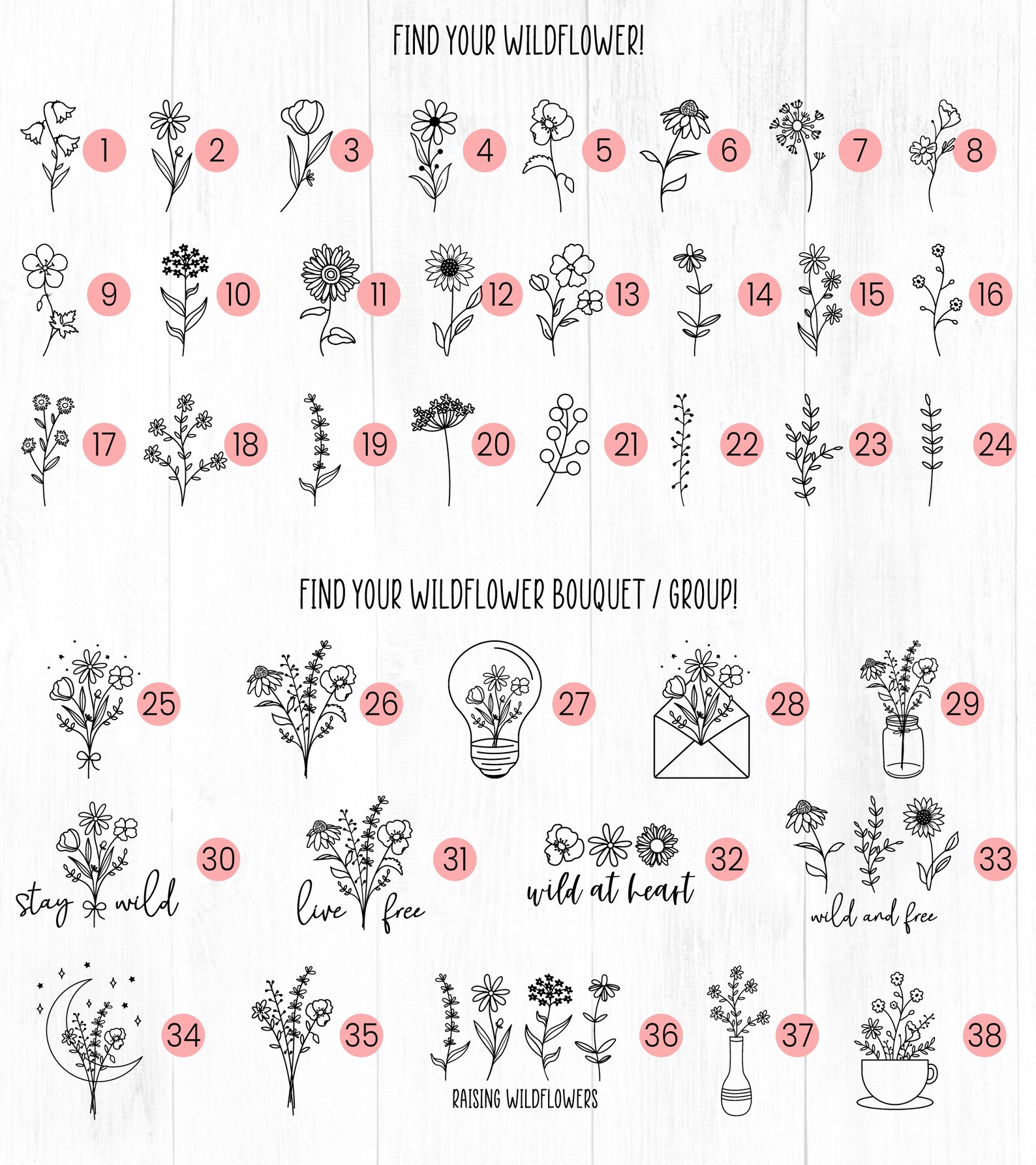 Wildflower SVG Bundle, Wildflower SVG, Wildflowers Quote Svg, Botanical ...