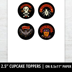Halloween Cupcake Toppers, Halloween Grunge Cupcake Toppers, Halloween ...