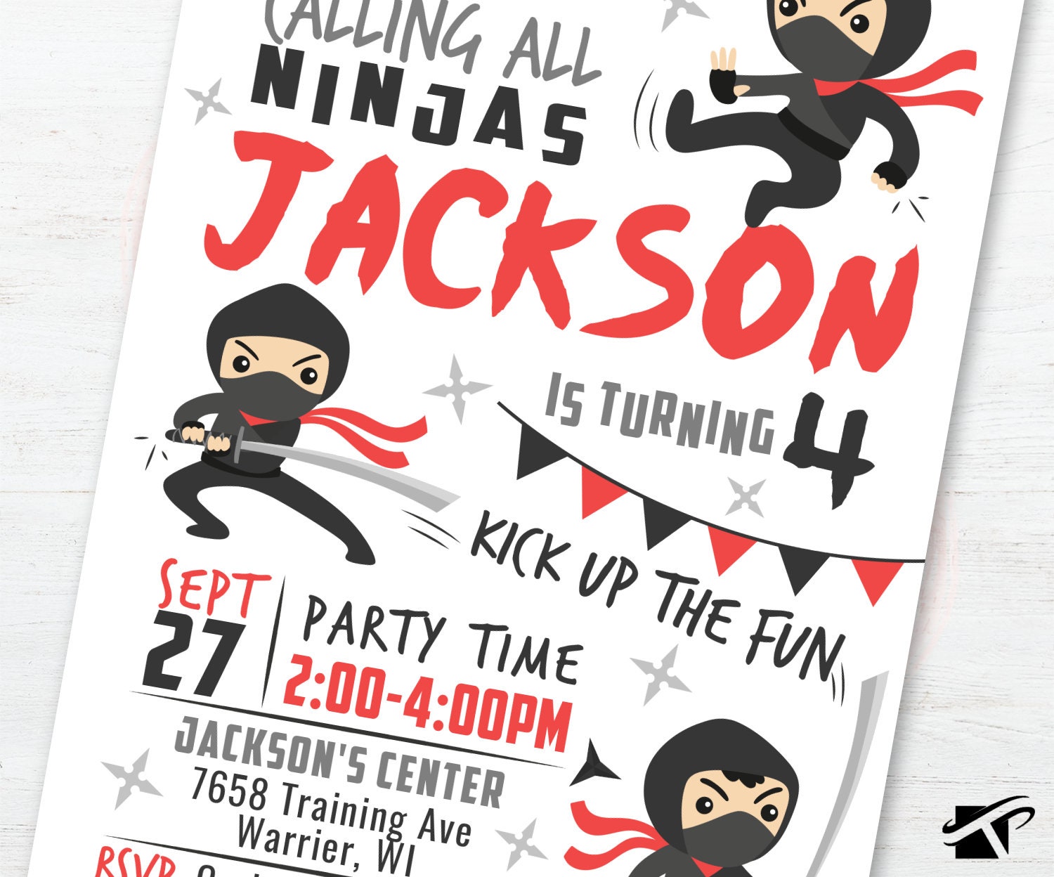 Ninja Birthday Invitation Ninja Party Printable Ninja Party - Etsy Canada