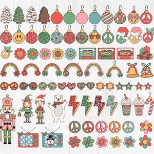 Retro Christmas Clipart, Groovy Christmas Clipart, Christmas Clipart ...