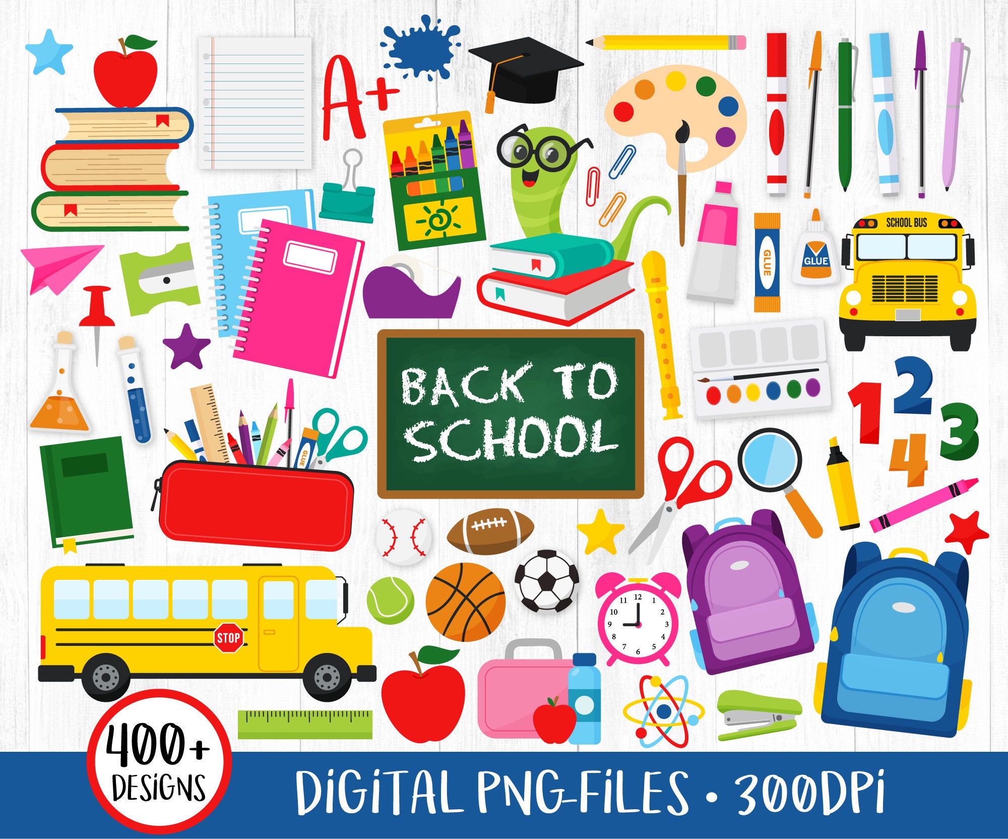 School Clipart Set, School Supplies Clipart Set, Art Supplies Clipart ...