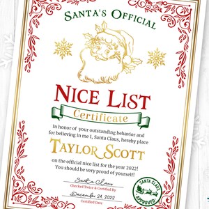 Santa Letter and Nice List Certificate, Personalised Letter From Santa ...