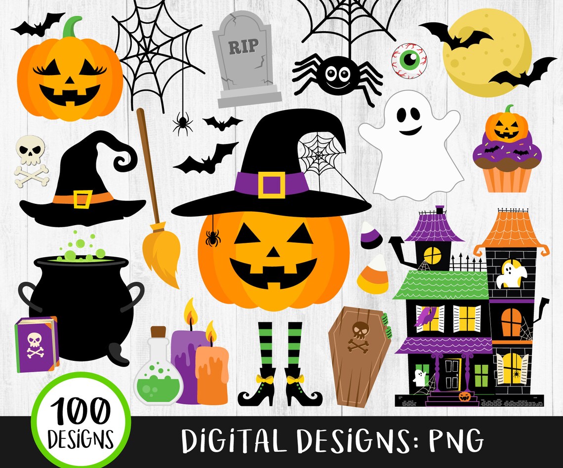 Halloween Clipart Bundle Cute Halloween Clipart Pumpkins - Etsy