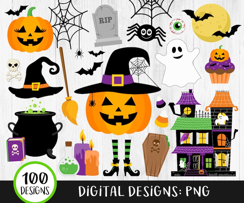 Halloween Clipart Bundle Cute Halloween Clipart Pumpkins - Etsy