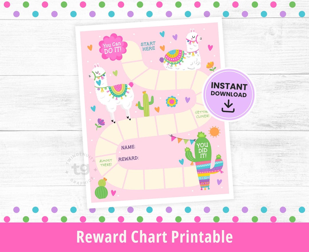 Printable Llama Reward Chart, Llama Reward Chart Kids, Llama Behavior ...