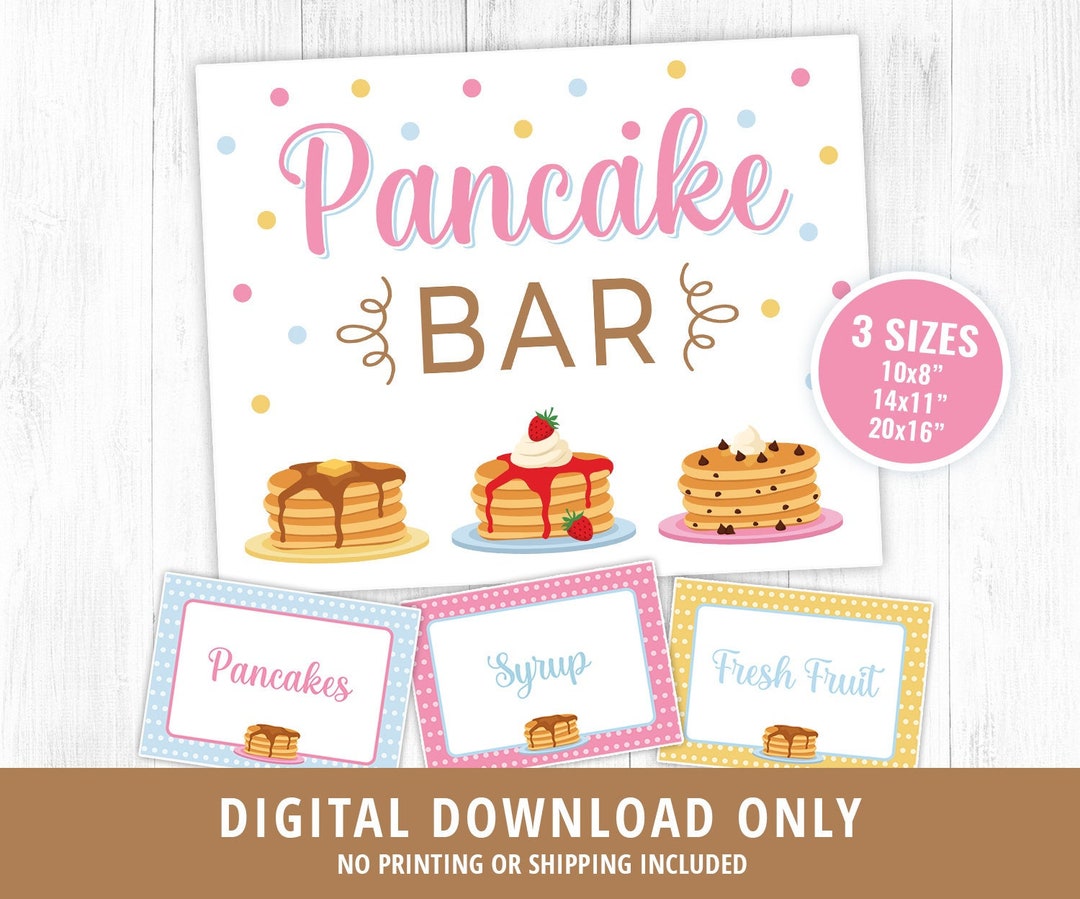 Pancake Bar Kit, Pancake Bar Sign, Pancake Bar Food Labels, Pancake ...
