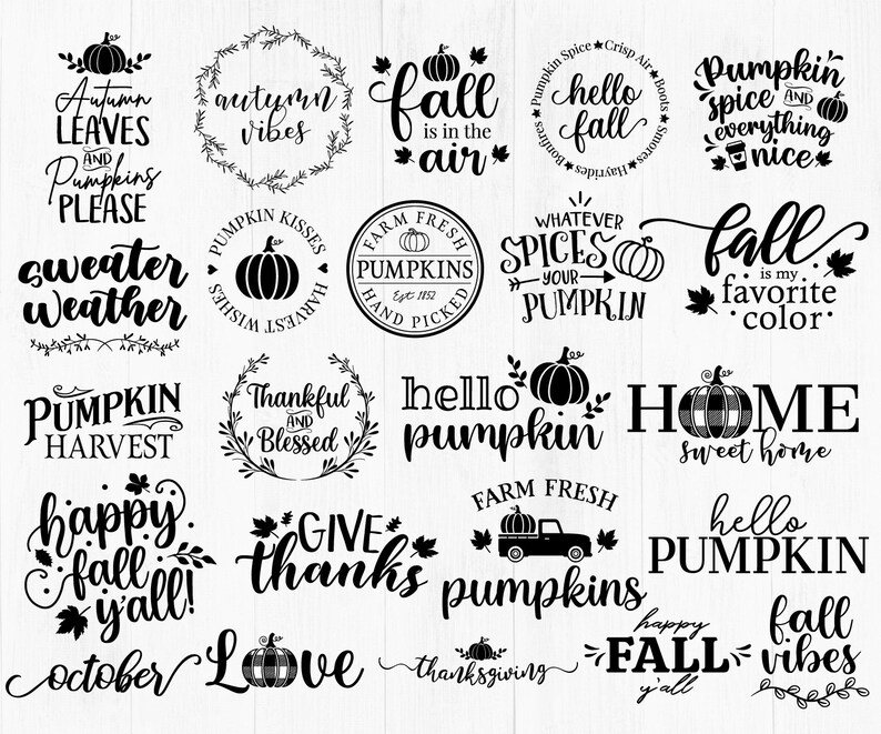 23 Fall SVG Bundle Fall Quotes Svg Autumn Svg Thanksgiving - Etsy