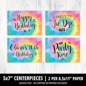 Tie Dye Party Decorations Printable, Tie Dye Birthday Decor, Tie Dye ...