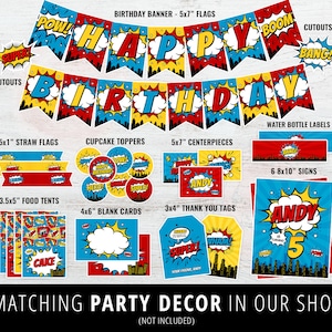 Superhero Thank You Tags, Superhero Favor Tags, Comic Birthday Party ...