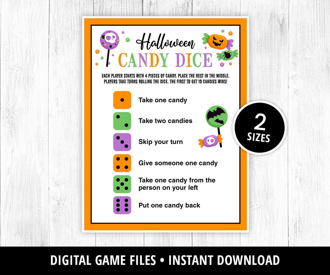 Halloween Candy Dice Game Printable, Halloween Party Games, Office ...
