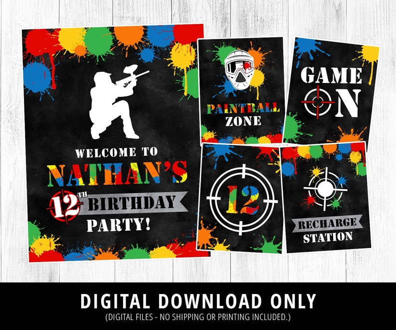 Paintball Party Signs Paintball Birthday Party Signs - Etsy