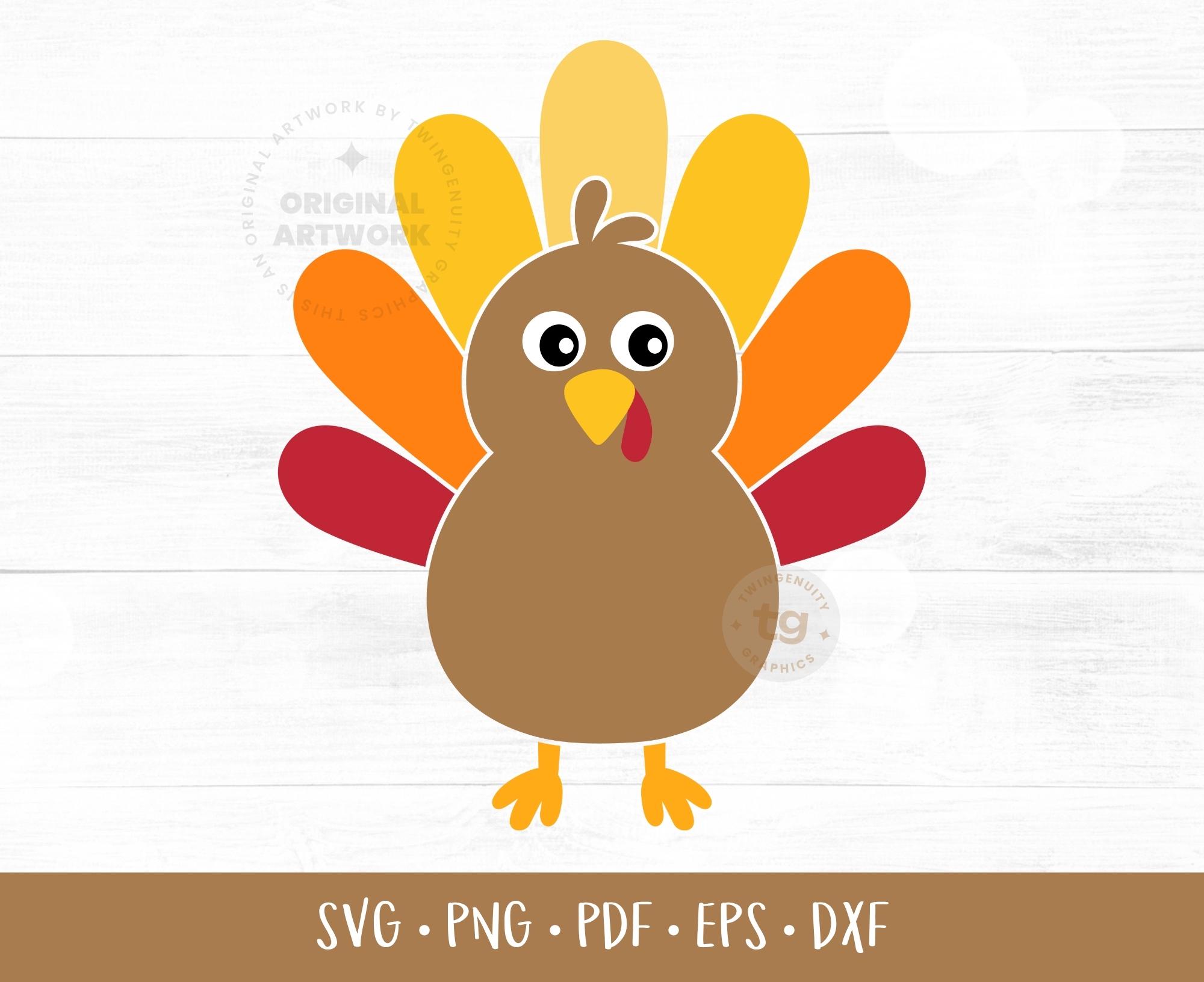 Thanksgiving Turkey SVG Clipart, Easy Fall Thanksgiving PNG Graphic for ...