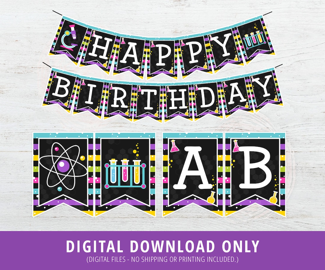 Science Birthday Banner Science Party Banner Science - Etsy