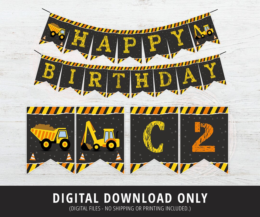 Construction Birthday Banner, Construction Banner, Construction ...