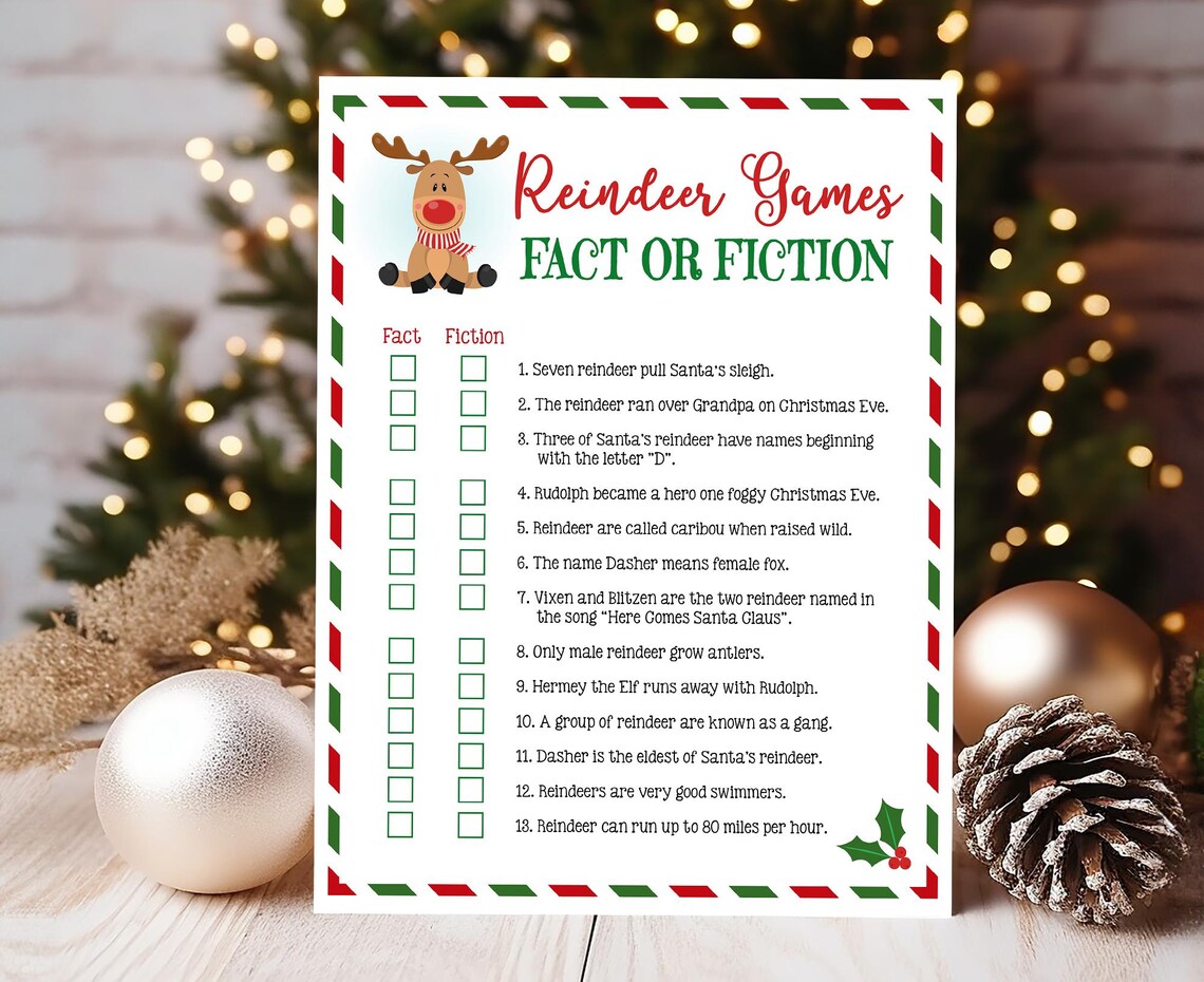 Reindeer Trivia Game, Fact or Fiction, Christmas Games, Fun Holiday ...