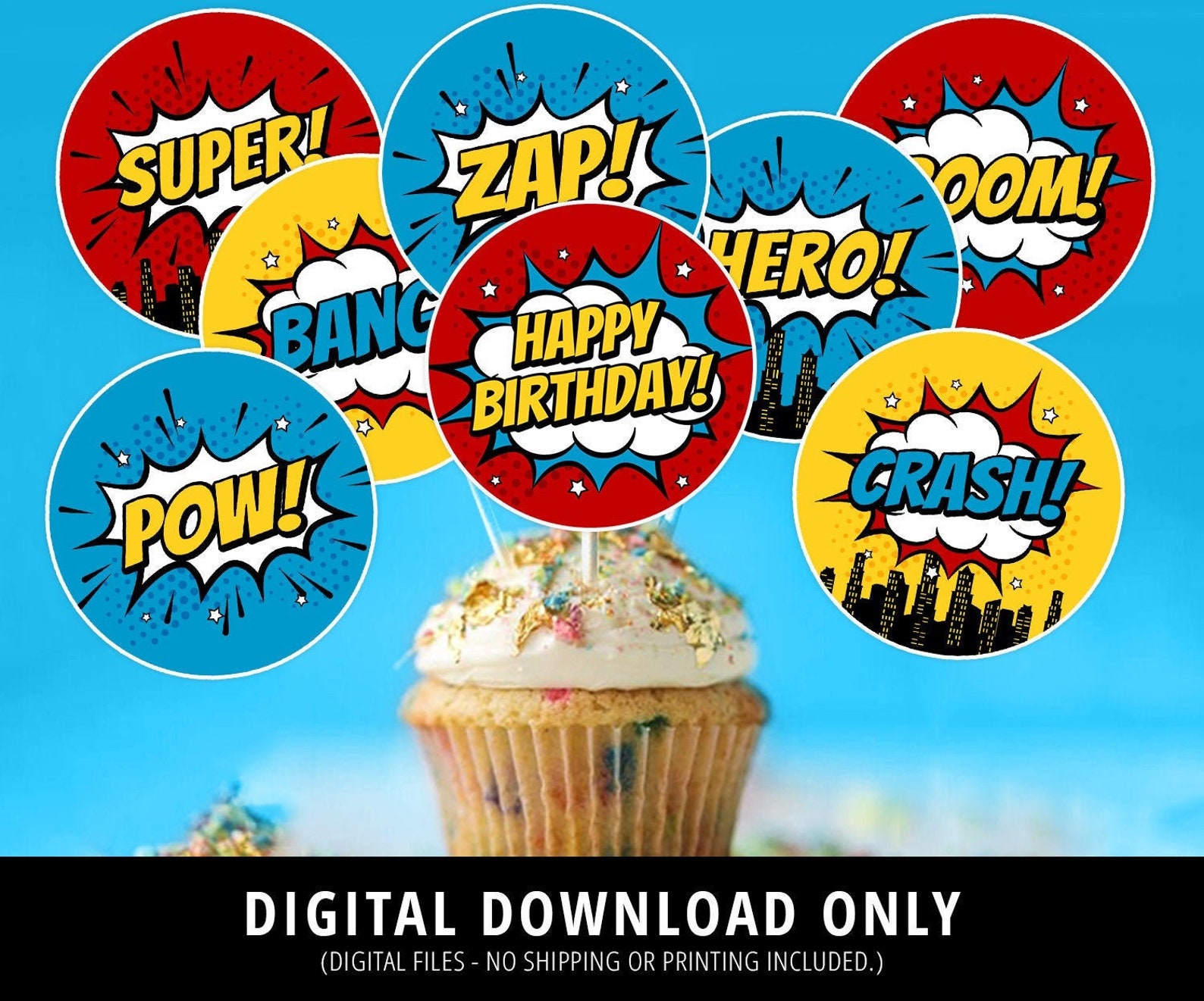 Superhero Cupcake Toppers Superhero Birthday Decor Superhero | Etsy