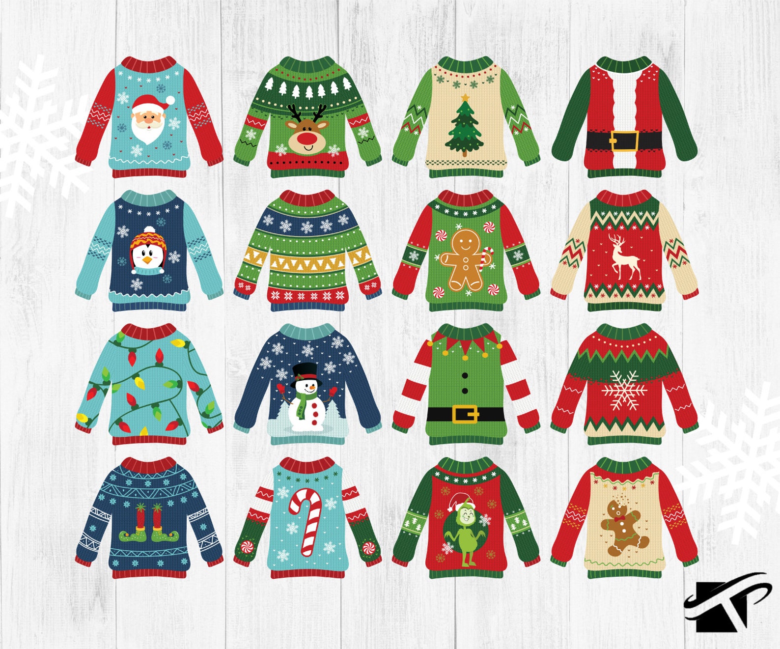 Ugly Christmas Sweaters Clipart Ugly Sweaters Clipart - Etsy UK