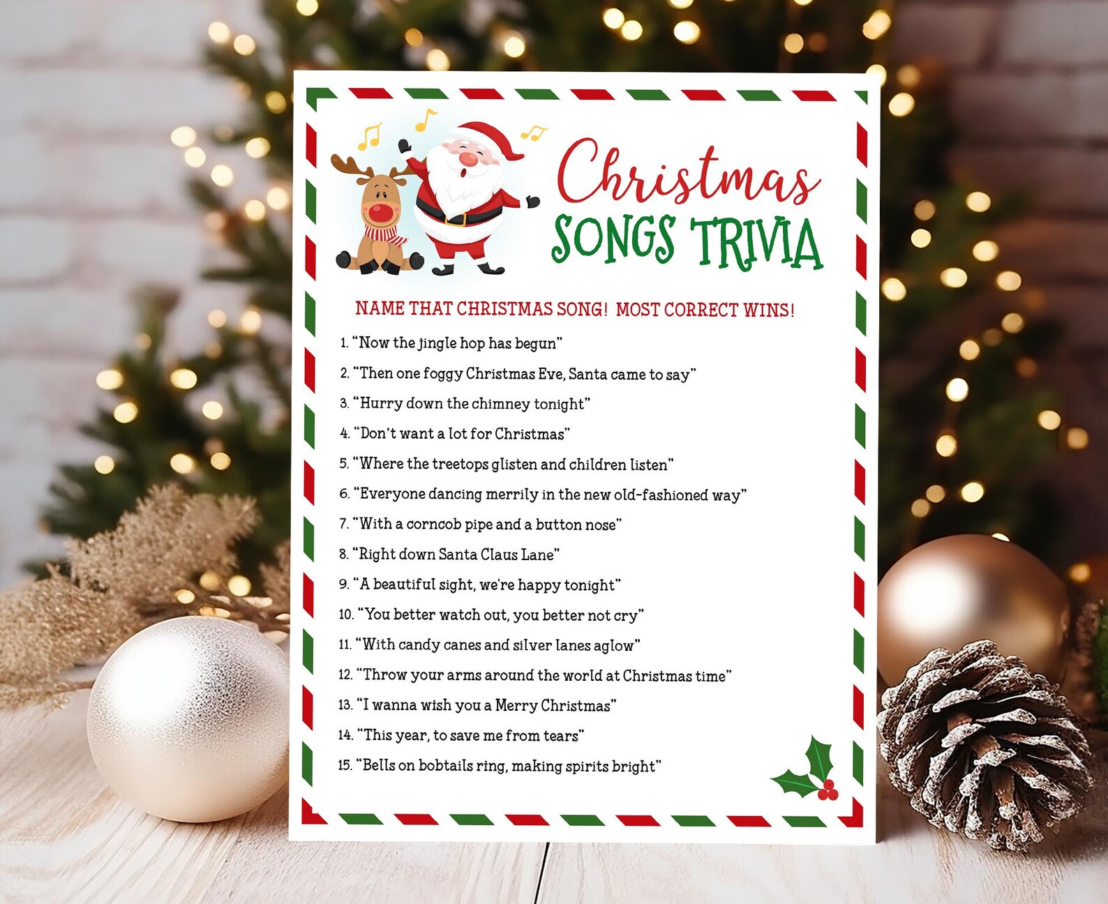Christmas Song Trivia Game Printable, Christmas Music Trivia Game ...