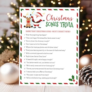 Christmas Song Trivia Game Printable, Christmas Music Trivia Game ...