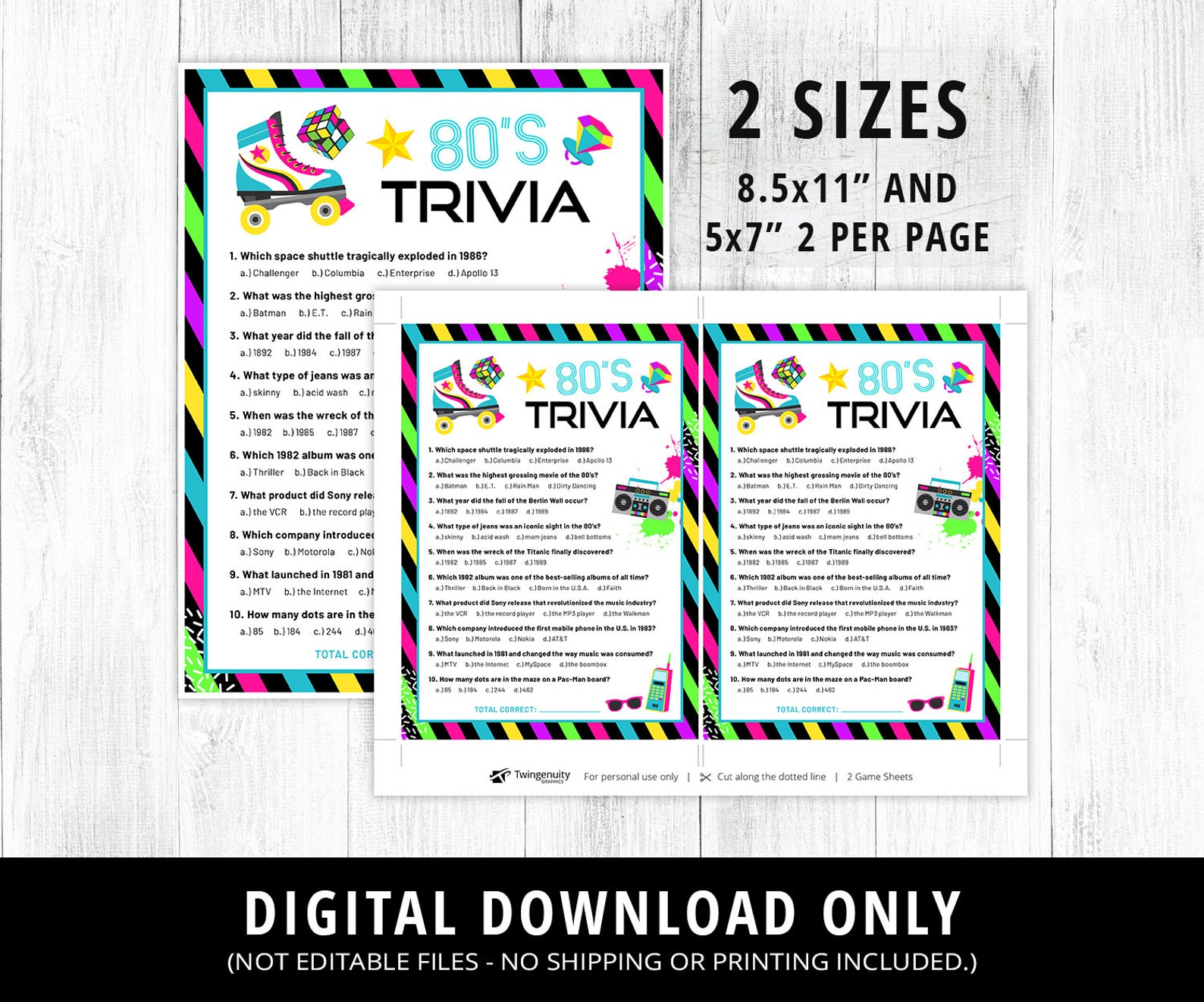 80s Trivia Games Printable, 80s Trivia Game, 80s Movie Trivia, 80s ...