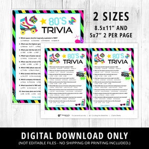 80s Trivia Games Printable, 80s Trivia Game, 80s Movie Trivia, 80s ...