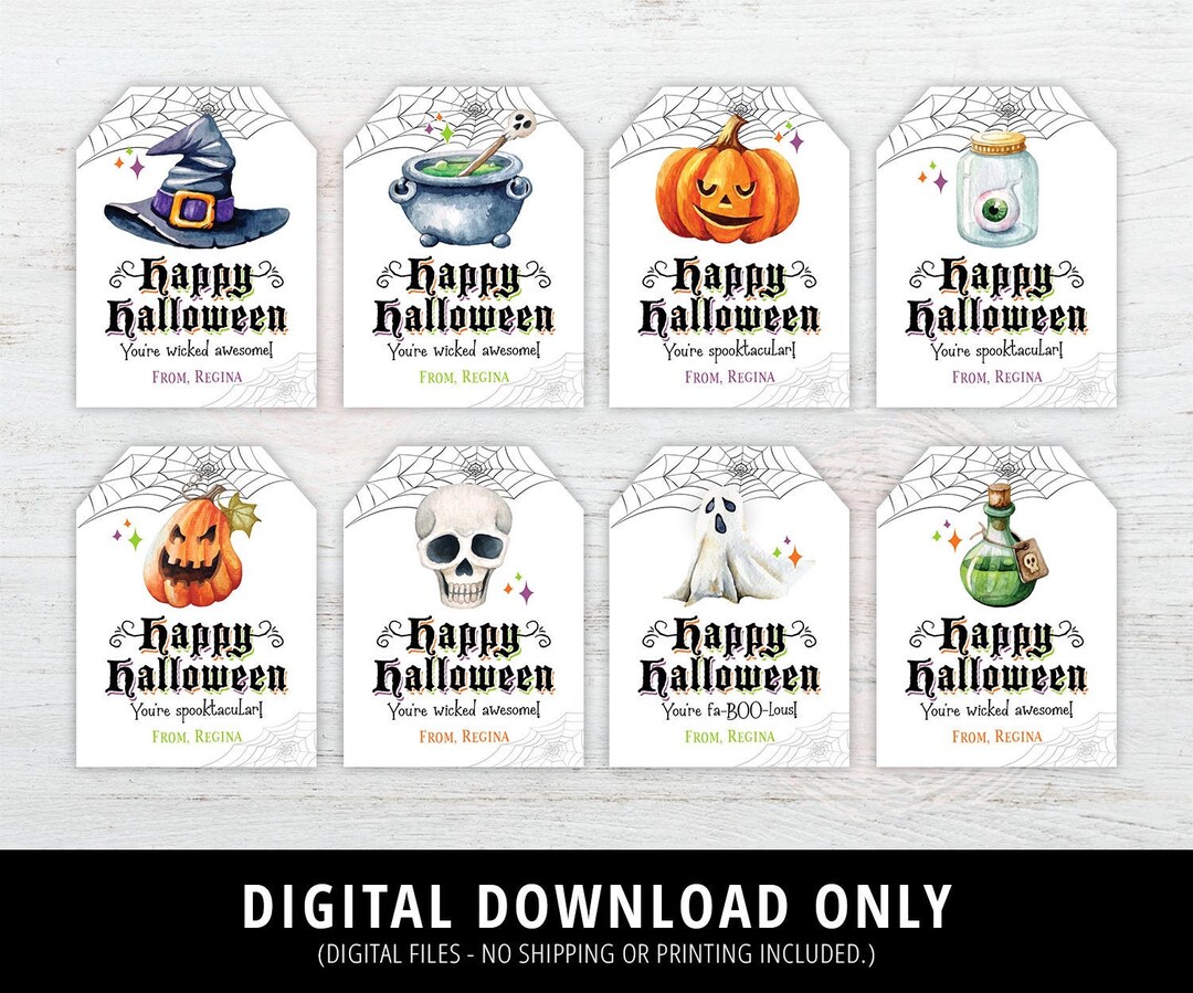 Halloween Favor Tags, Printable Halloween Favor Tags, Halloween Tags ...