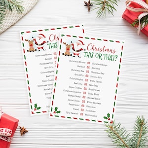 Printable Christmas This or That Game, Christmas Party Game, Christmas ...