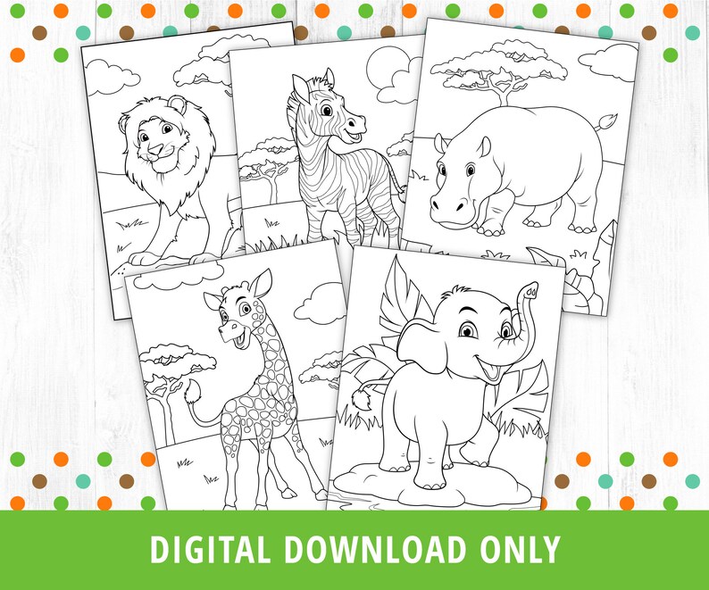 Wild Safari Animals Coloring Pages Printable, Safari Coloring Pages ...