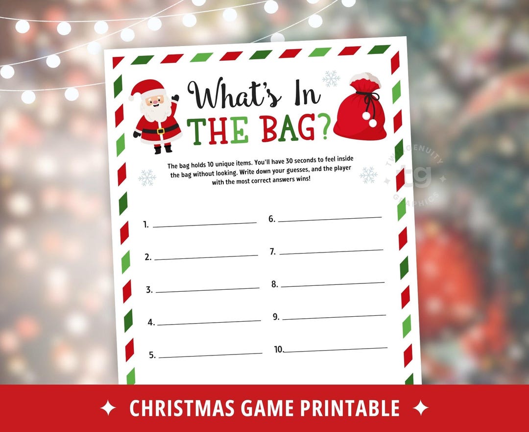 What's in the Bag Christmas Game Printable, Christmas Game Activity for ...