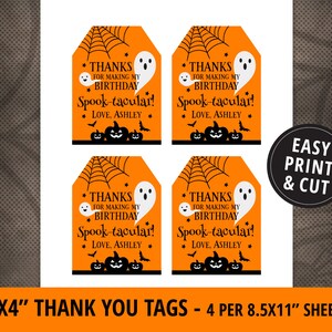 Halloween Thank You Tags, Halloween Birthday Gift Tags, Spooktacular ...