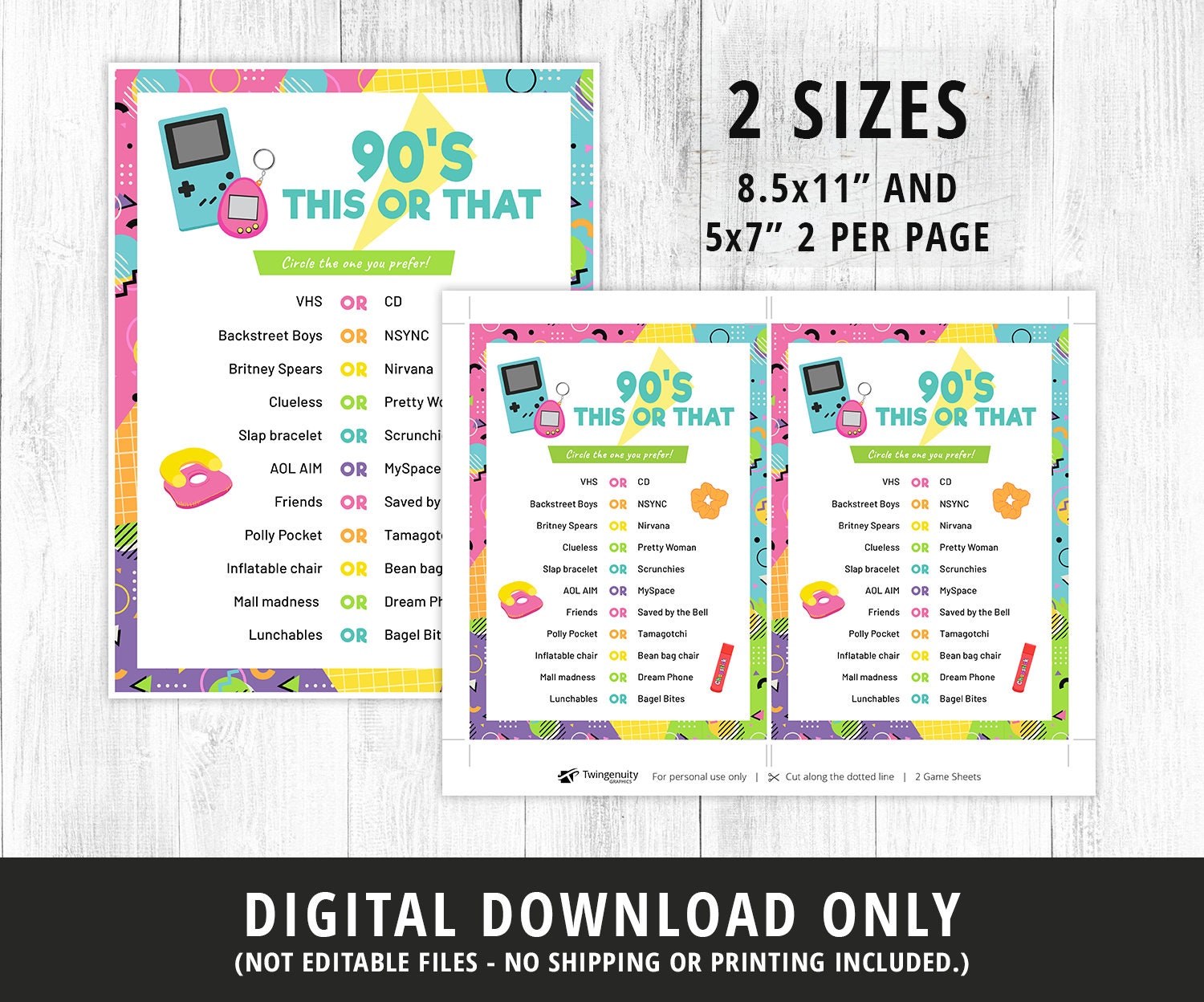 90s Games Bundle Printable 90s Party Games 90s Trivia 90s - Etsy UK