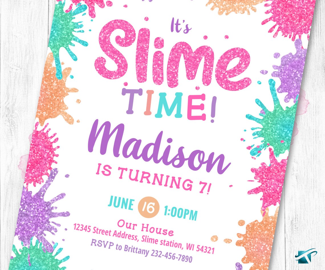 Slime Invitation Slime Birthday Invitation Slime Party - Etsy