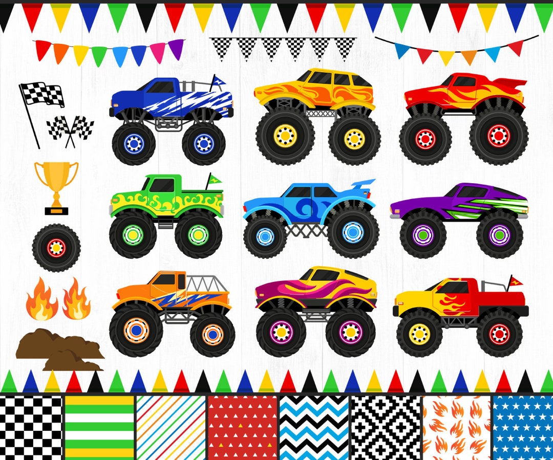 Monster Trucks Clipart, Monster Truck Clipart Bundle, Trucks Clip Art ...