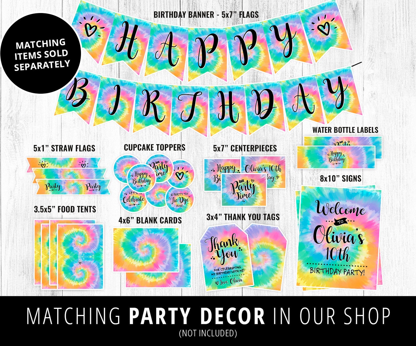 Tie Dye Birthday Party Signs, Tie Dye Welcome Sign, Rainbow Tie Dye ...