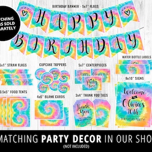 Tie Dye Birthday Party Signs, Tie Dye Welcome Sign, Rainbow Tie Dye ...