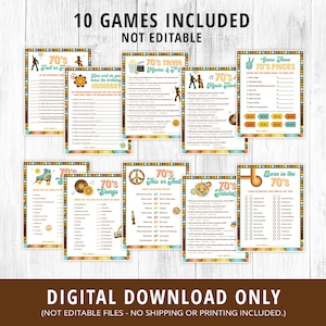 70s Games Bundle Printable, 70s Activities, 70s Party Games, 70s Trivia ...