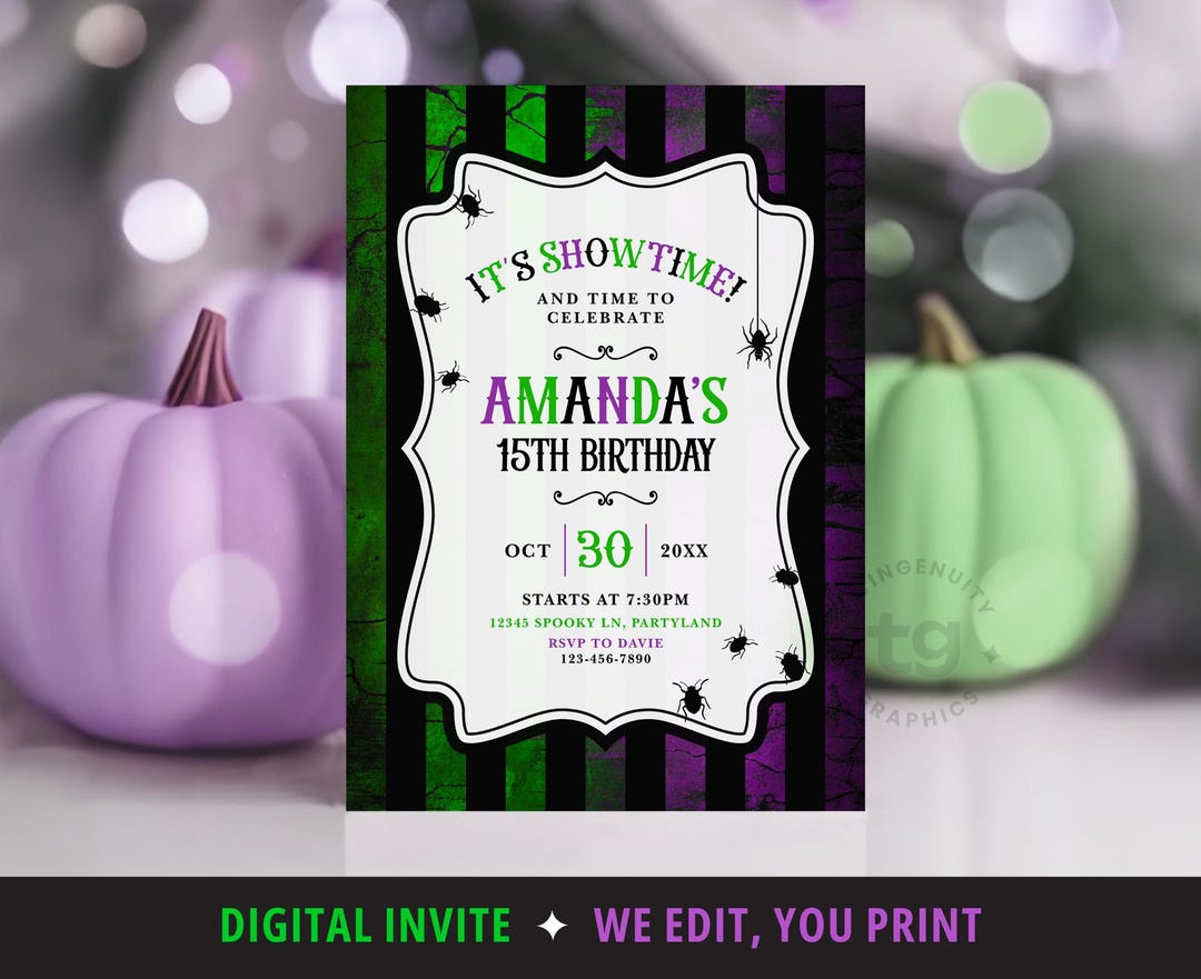 Beetle Bug Halloween Birthday Invitation - Macabre Style - PDF & JPEG ...